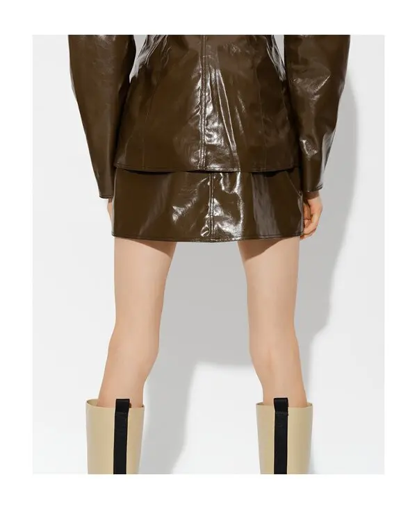 GANNI Faux Leather Mini Skirt With Button Detail