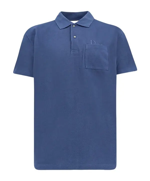 Dior Polo Shirt With Embroidery, Relaxed Fit - Blue