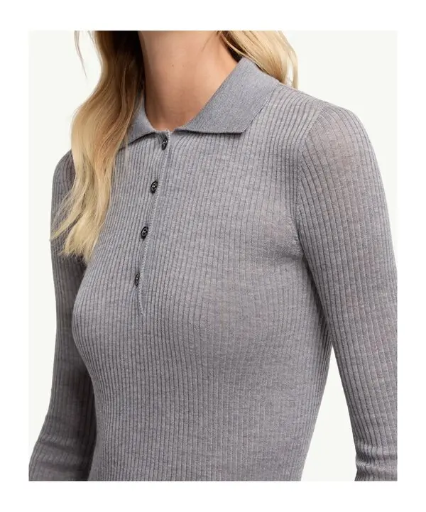 Moncler Ribbed Long-sleeve Polo Shirt