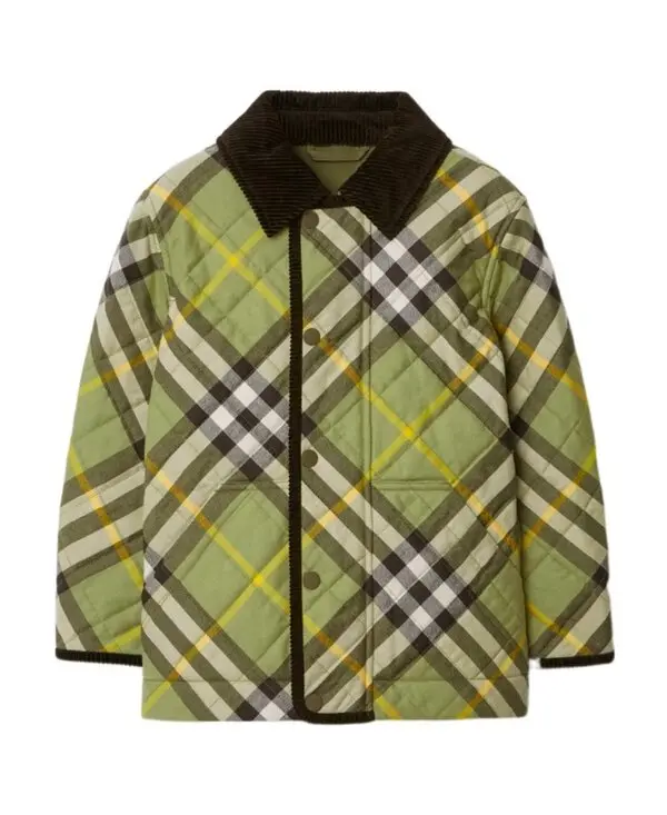 Burberry Quilted Jacket With Corduroy Collar - Green