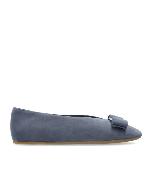 FERRAGAMO Suede Ballet Flats With Vara Bow