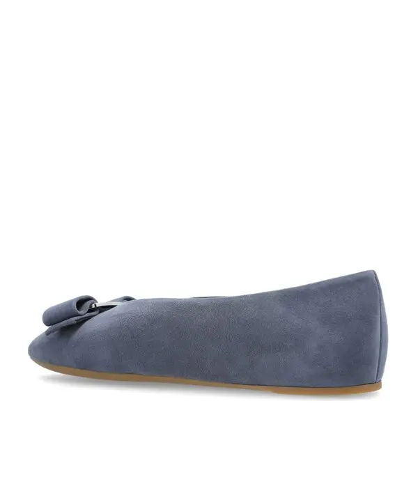 FERRAGAMO Suede Ballet Flats With Vara Bow
