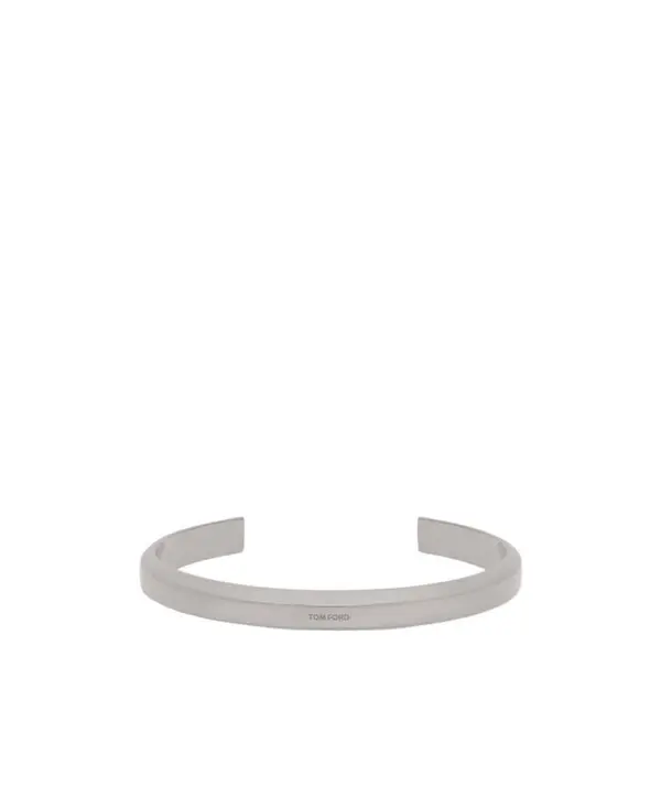 TOM FORD Logo Engraved Open Design Bracelet - Gray