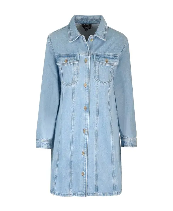 A.p.c. Long-sleeved Denim Shirt Dress - Blue