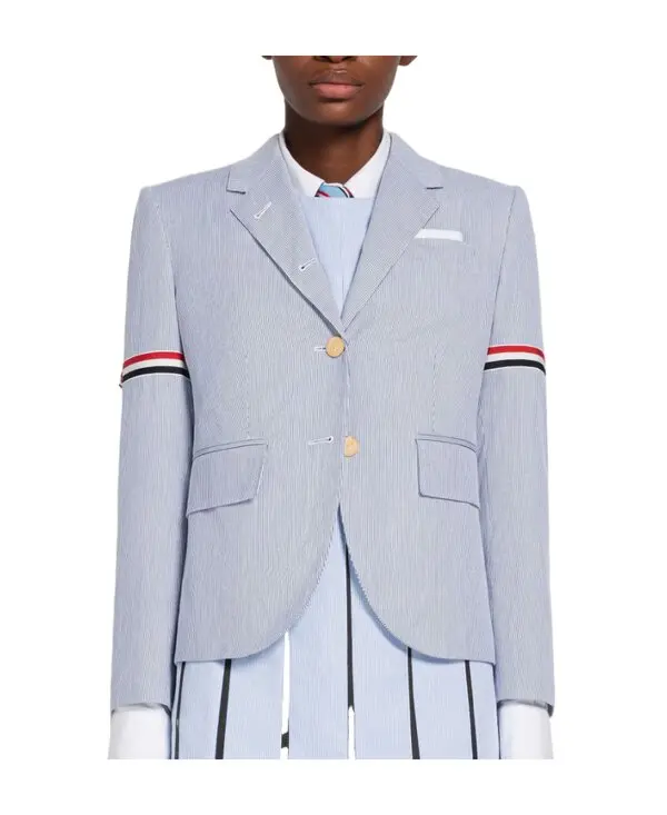 Thom Browne Rwb Striped Single-breasted Tailored Blazer - Navy Blue