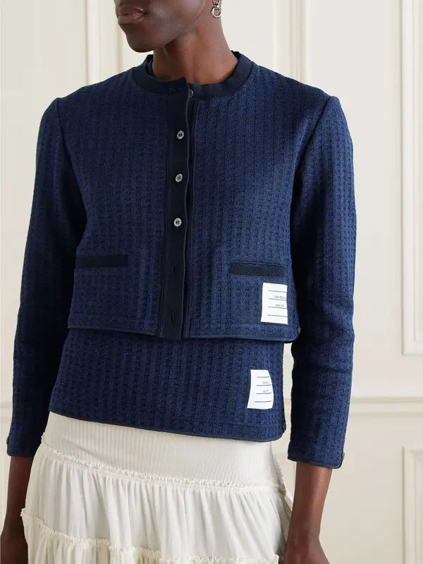 Thom Browne Four-bar Cropped Cardigan