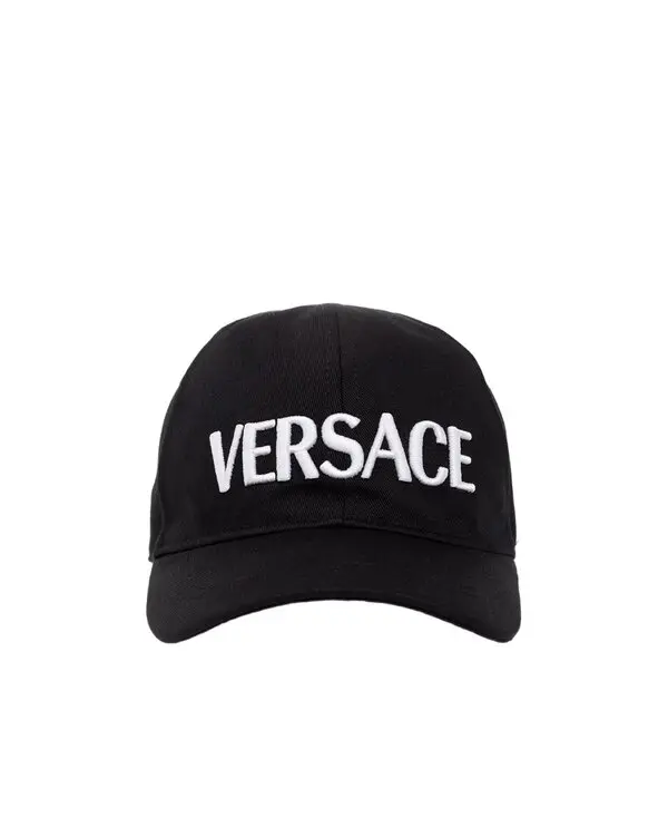 Versace Logo Embroidered Baseball Cap - Black