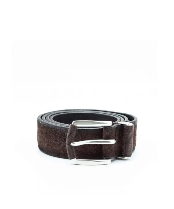 ORTIGNI Suede Buckle Belt - Brown
