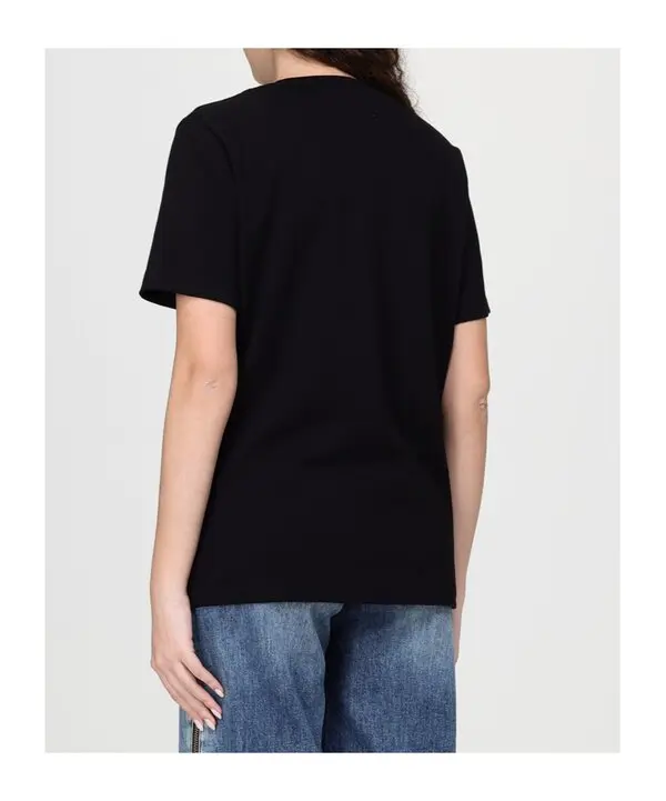 Elisabetta Franchi Loose Fit Crewneck T-shirt With Embossed Design - Black