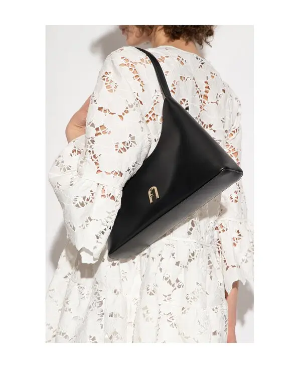 Furla Diamante Zipped Small Shoulder Bag - Black