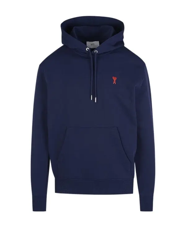 AMI Paris De Coeur Drawstring Hoodie - Blue