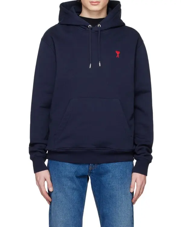 AMI Paris De Coeur Drawstring Hoodie - Blue