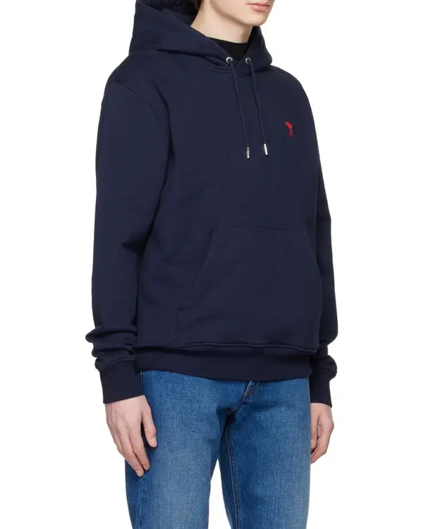 AMI Paris De Coeur Drawstring Hoodie - Blue