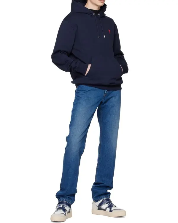 AMI Paris De Coeur Drawstring Hoodie - Blue