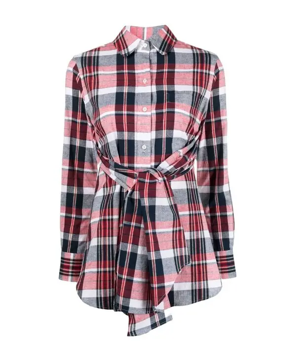Thom Browne Checkered Open Back Twisted Shirt - Multicolor