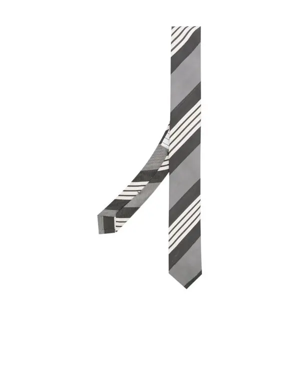 Thom Browne Striped Neck Tie - Gray
