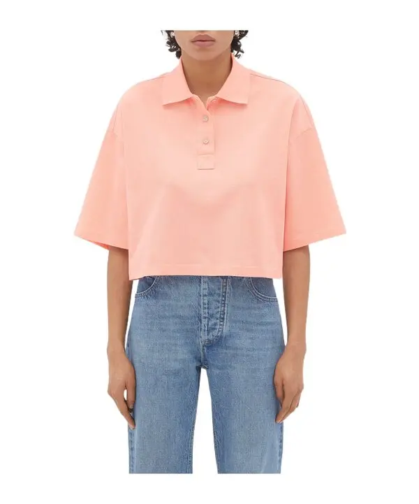 Bottega Veneta Cropped Cotton Piquet Polo - Multicolor