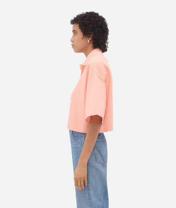 Bottega Veneta Cropped Cotton Piquet Polo - Multicolor
