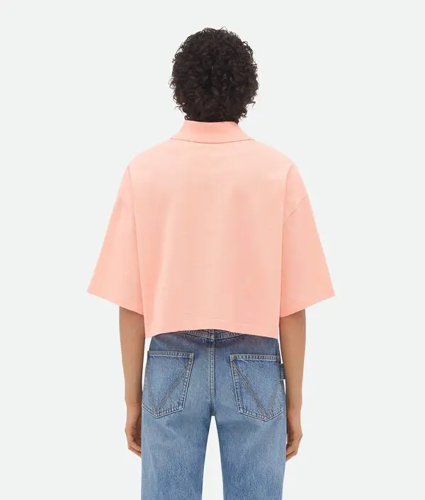 Bottega Veneta Cropped Cotton Piquet Polo - Multicolor