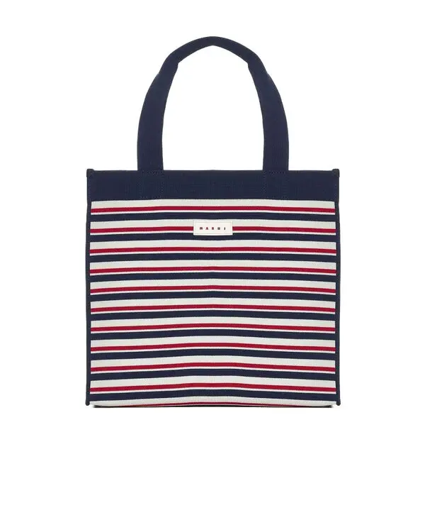 Marni Logo Patch Striped Tote Bag