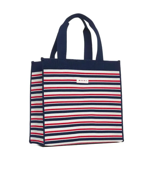 Marni Logo Patch Striped Tote Bag