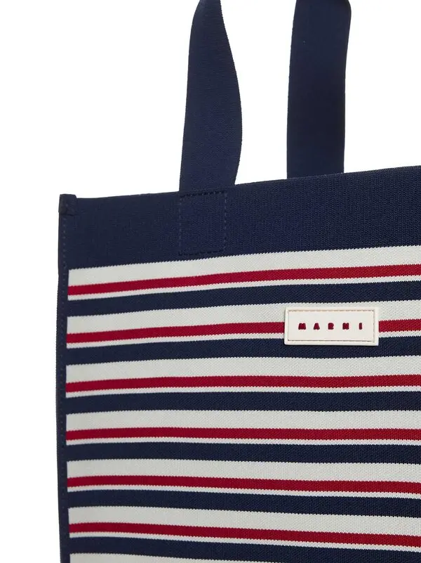 Marni Logo Patch Striped Tote Bag