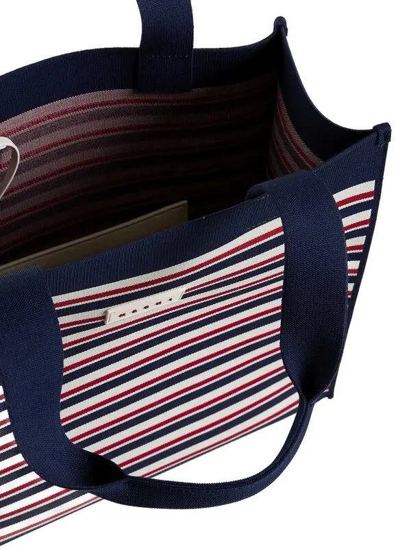 Marni Logo Patch Striped Tote Bag