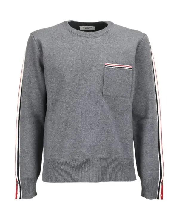 Thom Browne Striped Inlaid Round Neck Sweater