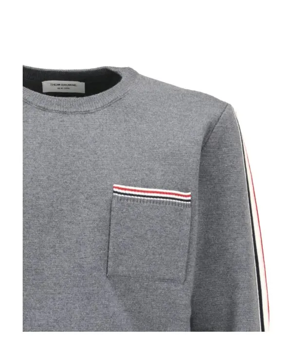 Thom Browne Striped Inlaid Round Neck Sweater
