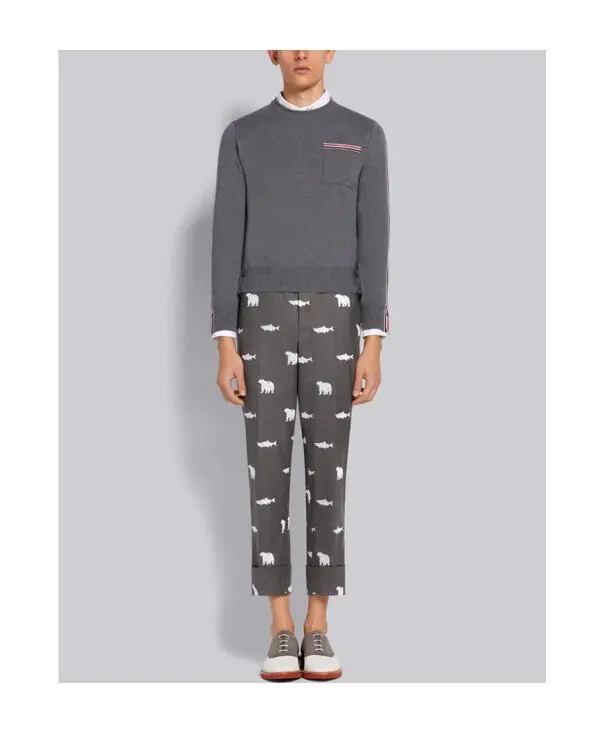 Thom Browne Striped Inlaid Round Neck Sweater