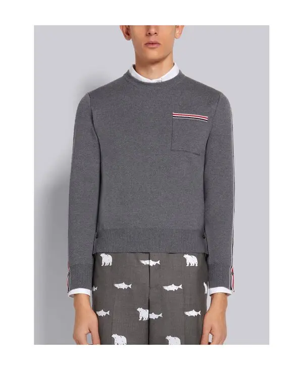 Thom Browne Striped Inlaid Round Neck Sweater