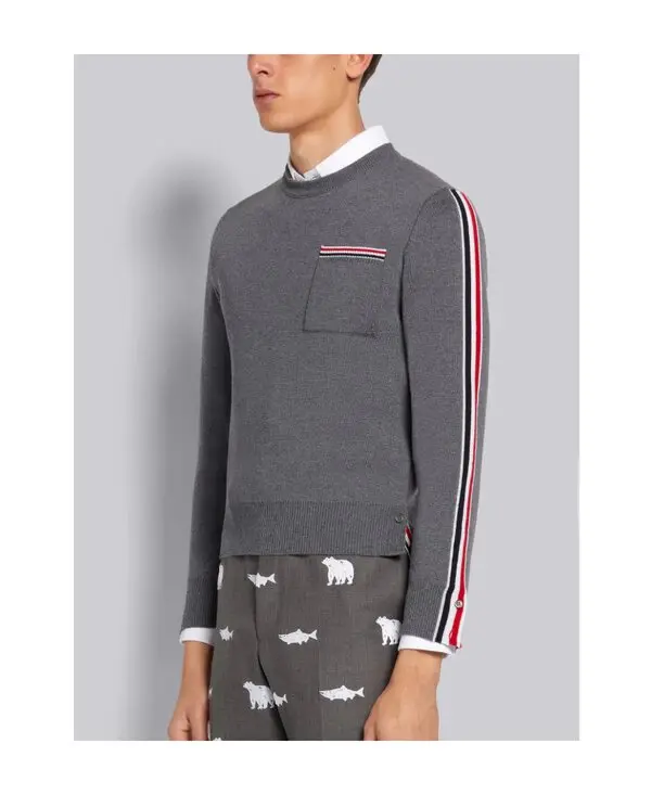 Thom Browne Striped Inlaid Round Neck Sweater