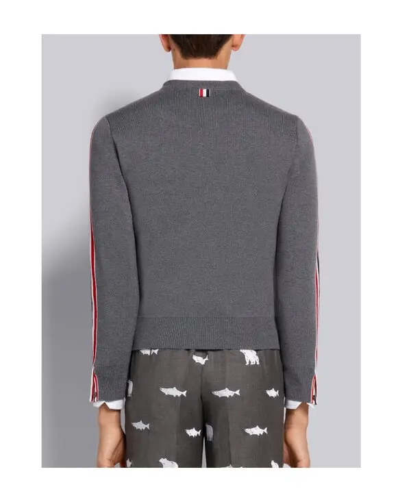 Thom Browne Striped Inlaid Round Neck Sweater