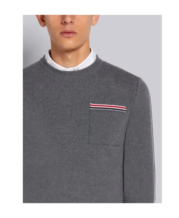 Thom Browne Striped Inlaid Round Neck Sweater