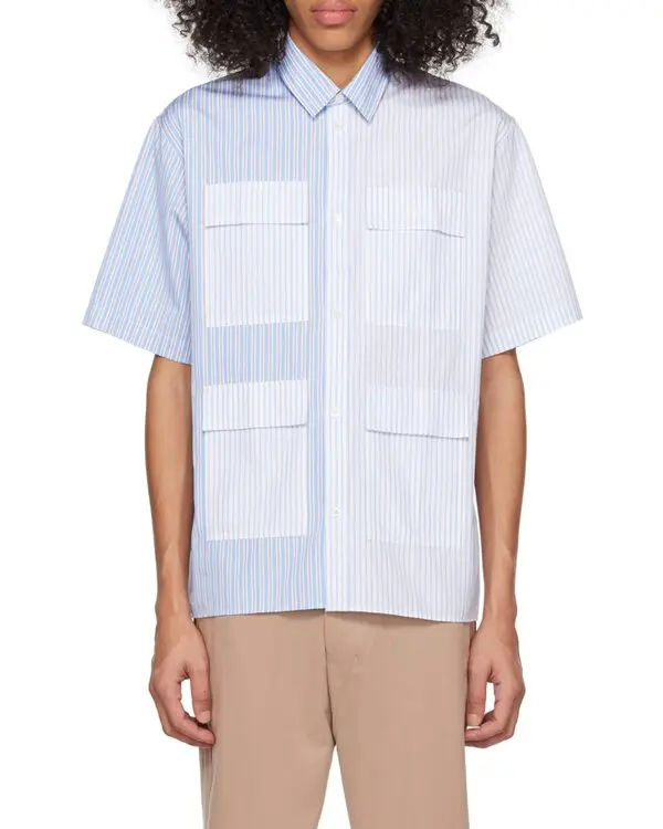 Maison Kitsuné Colour-block Striped Shirt