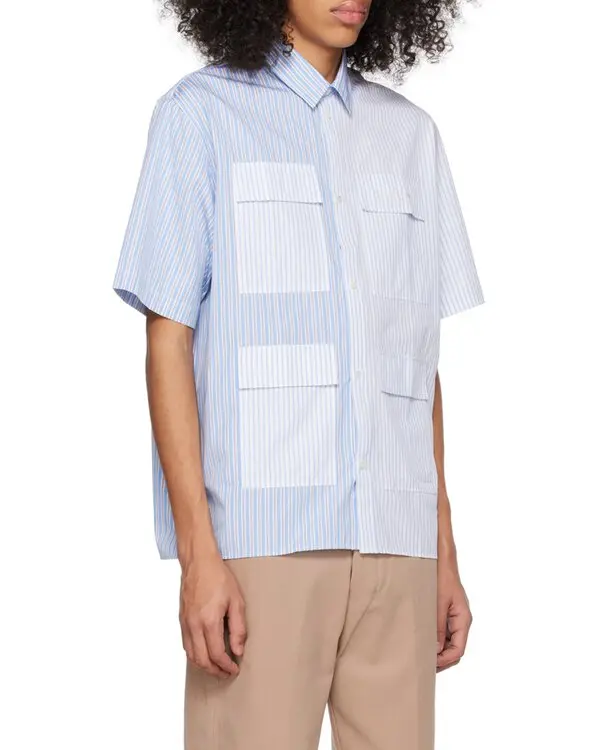 Maison Kitsuné Colour-block Striped Shirt