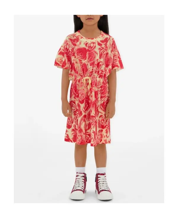 Burberry Floral Print Drawstring Waist Dress