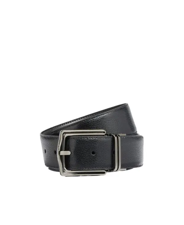 Zegna Reversible Buckled Leather Belt - Black