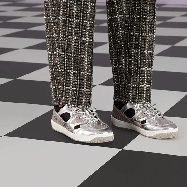 Gucci Basket Metallic Leather Sneakers