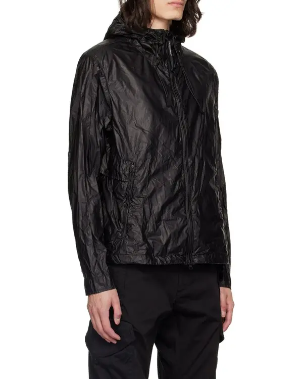 C.P. COMPANY Hooded Zip-up Jacket With Lens Detail - Black