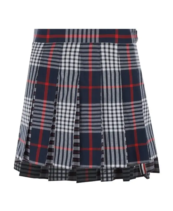 Thom Browne Checked Pleated Asymmetrical Mini Skirt