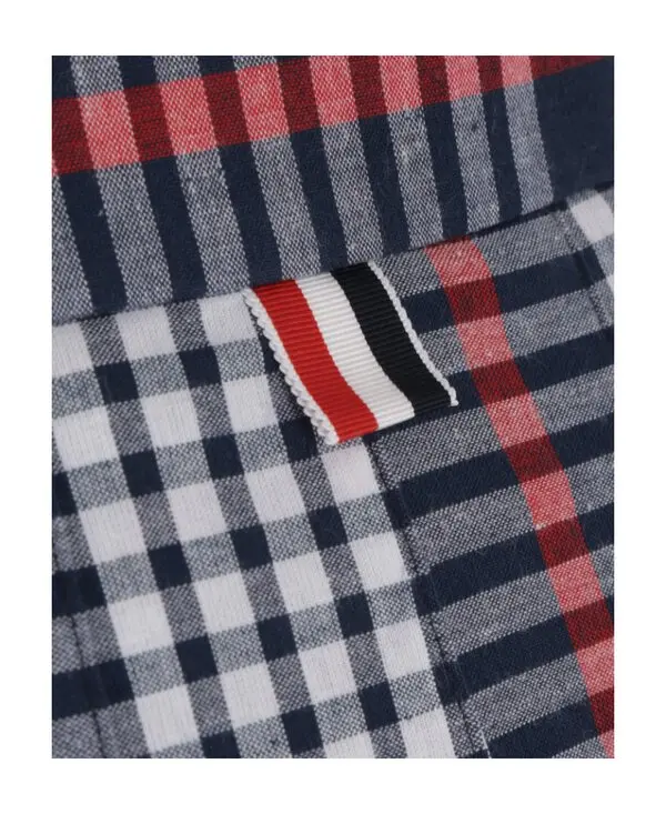 Thom Browne Checked Pleated Asymmetrical Mini Skirt