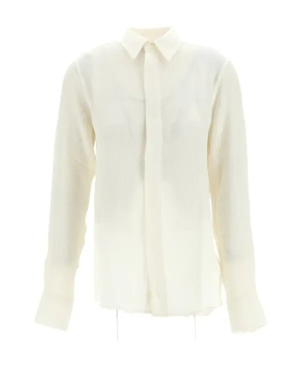 Ami Point-collar Silk Shirt - White