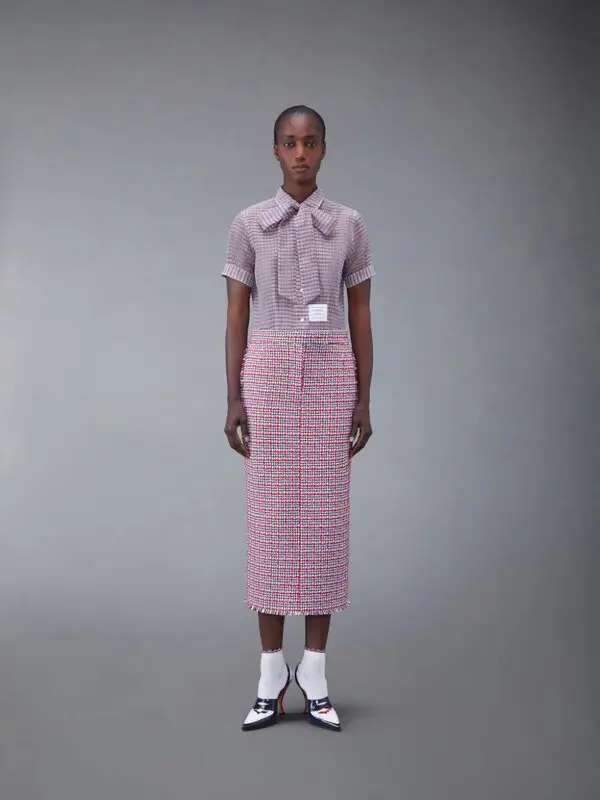 Thom Browne Checked Blouse With Bow Detail