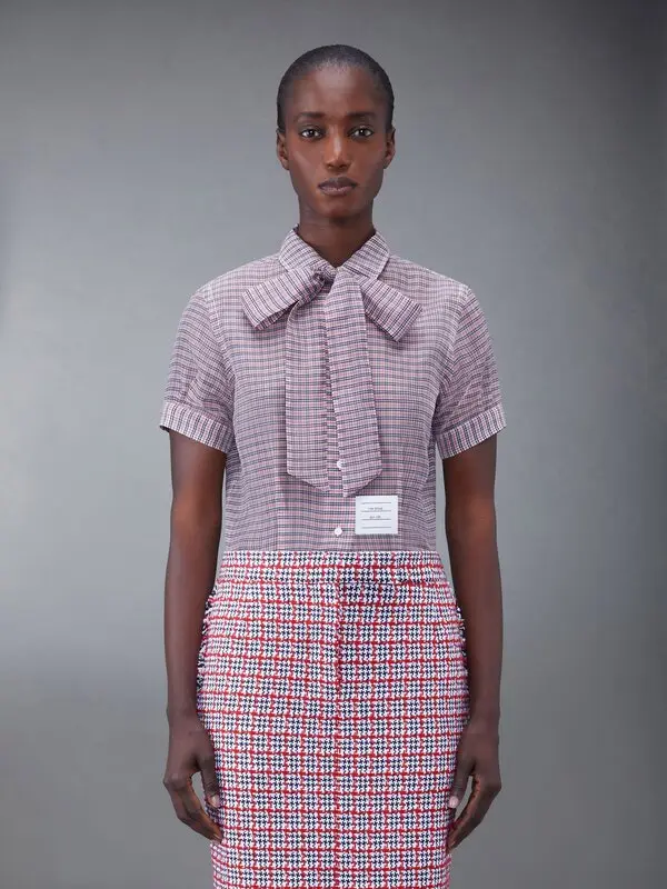 Thom Browne Checked Blouse With Bow Detail
