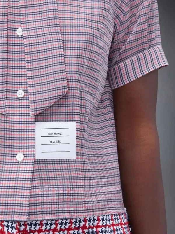 Thom Browne Checked Blouse With Bow Detail