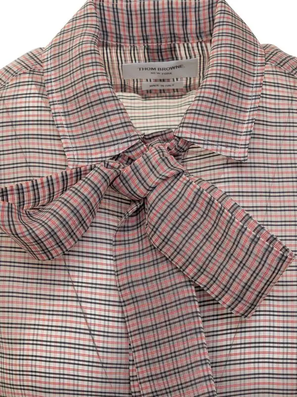 Thom Browne Checked Blouse With Bow Detail