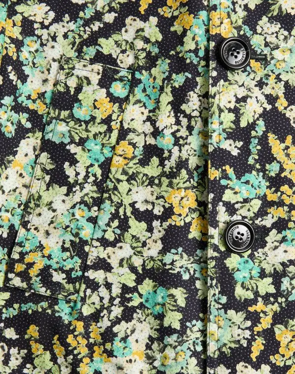 Valentino Garavani Single-breasted Cotton Drill Coat With Papier Floral Print