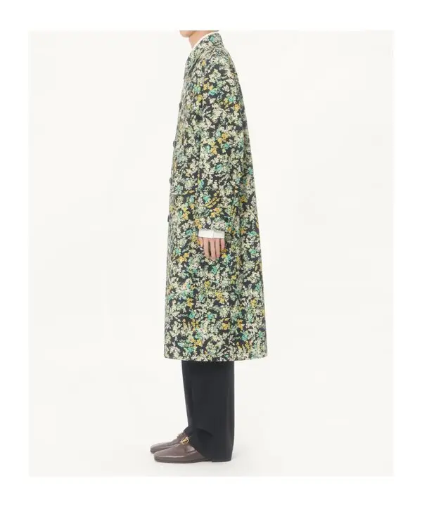 Valentino Garavani Single-breasted Cotton Drill Coat With Papier Floral Print
