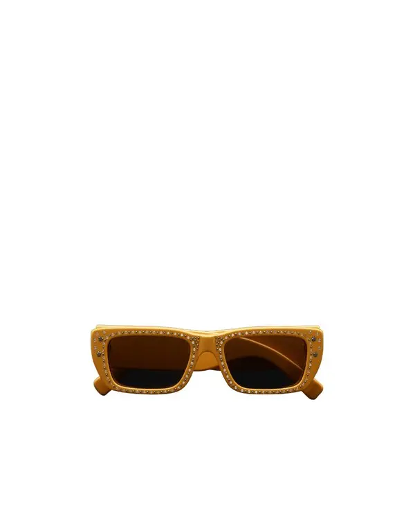 Moncler Crystal-encrusted Rectangular Sunglasses - Brown
